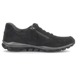 ROLLINGSOFT Damen Keilsneaker, Gr. 40, schwarz, Nubukleder, unifarben, Schuhe, Freizeitschuh, Halbschuh, Schn&uuml;rschuh mit Logo an der Ferse