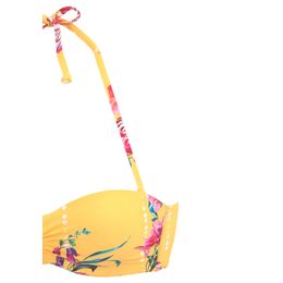 Sunseeker Damen B&uuml;gel-Bandeau-Bikini-Top "Modern", gelb, Gr. 32, bedruckt, floral, Polyamid, Bikini-Oberteile, mit Blumenprint