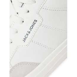 Jack & Jones JACK & JONES Herren Sneaker "JFWMORDEN", Gr. 46wei&szlig;, blau, Lederimitat, Textil, Schuhe, mit Farbeins&auml;tzen
