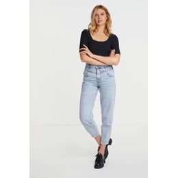 RICHROYAL Damen Rundhalsshirt, schwarz, Gr. S, Single Jersey, Obermaterial: 95% Baumwolle, 5% Elasthan, Shirts, tiefer Rundhals, Basic
