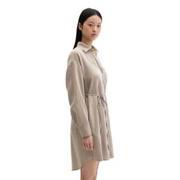 Marc O'Polo MARC O'POLO Damen Hemdblusenkleid "aus LENZING ECOVERO ", beige, Gr. 46, gestreift, Obermaterial: 83% Viskose, 17% Polyamid, Kleider
