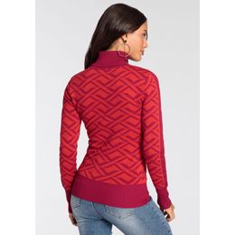 Melrose Damen Rollkragenpullover, rot, Gr. 38, Jacquardmuster, Strick, Obermaterial: 70% Viskose, 30% Polyamid, Pullover, mit Jacquard-Muster