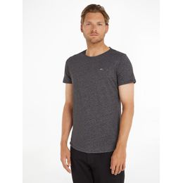 Tommy Jeans Herren T-Shirt "TJM SLIM JASPE C NECK", schwarz, Gr. S, meliert, Single Jersey, Obermaterial: 50% Baumwolle, 50% Polyester, Shirts,