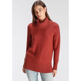 Tamaris Damen Rollkragenpullover "aus weicher Viskosemischung", orange, Gr. 44, meliert, unifarben, Strick, Obermaterial: 50% Viskose, 26% Polyamid,