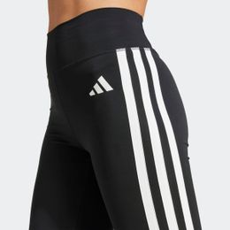 Damen Trainingstights "OPT ESS 3S FLAR", schwarz-wei&szlig;, Gr. M, adidas Performance, Obermaterial: 85% Polyester, 15% Elasthan, Hosen, aus Polyester und