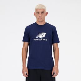 New Balance Herren T-Shirt "SPORT ESSENTIALS LOGO T-SHIRT", blau, Gr. L, Obermaterial: 100% Baumwolle, Shirts, Kurzarm, Rundhalsausschnitt, aus