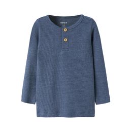 name it Jungen Langarmshirt "NMMKAB LS TOP NOOS", blau, Gr. 92, unifarben, Feinripp, Obermaterial: 57% Baumwolle, 38% Modal, 5% Elasthan, Shirts, Im