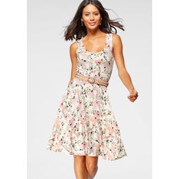 Laura Scott Damen Sommerkleid, rosa, Gr. 38, bedruckt, gebl&uuml;mt, gemustert, mehrfarbig, Jersey, Obermaterial: 95% Viskose, 5% Elasthan, Kleider,