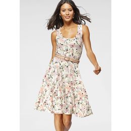 Laura Scott Damen Sommerkleid, rosa, Gr. 36, bedruckt, gebl&uuml;mt, gemustert, mehrfarbig, Jersey, Obermaterial: 95% Viskose, 5% Elasthan, Kleider,