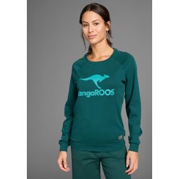 Kangaroos Damen Sweatshirt, gr&uuml;n, Gr. 40, bedruckt, unifarben, Interlock, Obermaterial: 100% Baumwolle, Sweatshirts, Langarm, figurumspielender