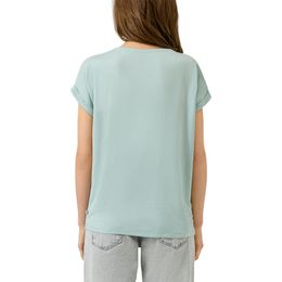 QS Damen Kurzarmshirt, gr&uuml;n, Gr. XL, unifarben, Jersey, Obermaterial: 95% Lyocell, 5% Elasthan, Shirts, mit &Auml;rmelaufschlag