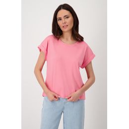 monari Damen Rundhalsshirt "Shirt Basic Pima uni", rot, Gr. 44, clean, unifarben, Web, Obermaterial: 100% Baumwolle, Shirts, mit &Auml;rmelaufschlag