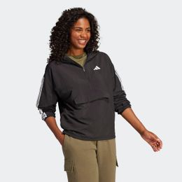 Damen Windbreaker "W 3S WV WB", schwarz-wei&szlig;, Gr. S, adidas Sportswear, Obermaterial: 100% Polyamid, Jacken