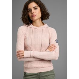 Kangaroos Damen Kapuzenpullover, wei&szlig;, Gr. 44, kontrastfarbene Details, meliert, Rippstrick, Obermaterial: 50% Baumwolle, 50% Polyacryl, Pullover, im