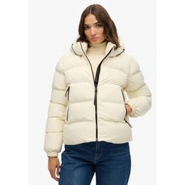 Superdry Damen Steppjacke "HOODED SPORTS PUFFER JACKET", wei&szlig;, Gr. M, unifarben, Steppware, Obermaterial: 100% Polyester, Jacken, Kunstfaser, relaxed
