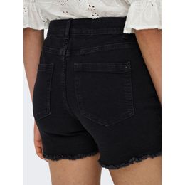 Only Damen Jeansshorts "ONLLAURA MID WAIST SHORT RW BOX", schwarz, Gr. S, unifarben, Denim/Jeans, Obermaterial: 80% Baumwolle, 19% Polyester, 1%