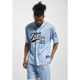 Fubu Herren T-Shirt "Fubu Herren FM232-003-3 Fubu Varsity Pinstripe Baseball Jersey", blau, Gr. L, gestreift, 100% Polyester, Shirts