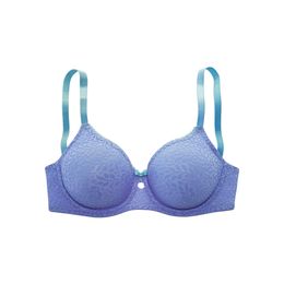 Damen Minimizer-BH, NUANCE BY LASCANA, Gr. 95, blau, Spitze, Obermaterial: 91% Polyamid, 9% Elasthan, BHs, mit B&uuml;gel aus leicht transparenter Spitze