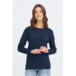 oxmo Damen Strickfleece-Pullover "Strickpullover OXAida", blau, Gr. XXL, Obermaterial: 70% Viskose CV. 30% Polyamid PA., Pullover