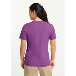 Jack Wolfskin Damen T-Shirt "CAREFREE T W", lila, Gr. XS, Obermaterial: 100% Baumwolle, Shirts, Kurzarm-Design, mit Rundhalsausschnitt, ohne