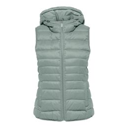 Only Damen Steppweste "ONLNEWTAHOE HOOD WAISTCOAT OTW NOOS", gr&uuml;n, Gr. M, unifarben, Steppware, Obermaterial: 100% Nylon, Westen, Kunstfaser