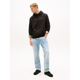 Tommy Jeans Herren Hoodie "TJM REGULAR LINEAR LOGO HOODIE EXT", schwarz, Gr. M, Sweatware, Obermaterial: 80% Baumwolle, 20% Polyester, Sweatshirts,