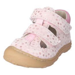 Baby Lauflernschuh "Ebi WMS: mittel", Pepino BY RICOSTA, Gr. 23, rosa, Textil, Veloursleder, Glitzer, gepunktet, Schuhe, Klettschuh, Lederinnensohle,