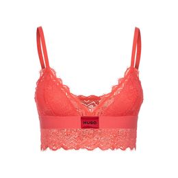 HUGO UNDERWEAR Damen B&uuml;gelloser BH "TRIANGLE RL LACE", Gr. XS, rot, Jersey, Obermaterial: 84% Polyamid, 16% Elasthan, unifarben, BHs, mit Hugo-Label