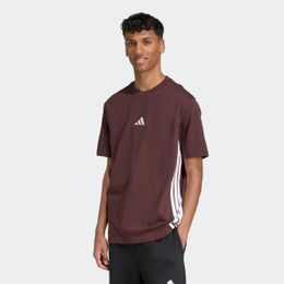 Herren T-Shirt "ESSENTIALS 3-STREIFEN SINGLE JERSEY", braun, Gr. S, adidas Sportswear, Obermaterial: 100% Baumwolle, Shirts, mit Rundhalsausschnitt,