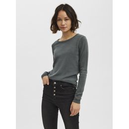 V&eacute;ro Moda VERO MODA Damen Rundhalspullover "VMCARE STRUCTURE LS O-NECK BLOU NOOS", gr&uuml;n, Gr. XL, Strukturmuster, unifarben, Strick, Obermaterial: 100%