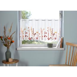 Scheibengardine OTTO HOME, B:120cm H:30cm, braun, Voile, Polyester, K&uuml;che, Gardinen, "Bille", transparent, mit einseitiger Stickerei, waschbar, Blumen