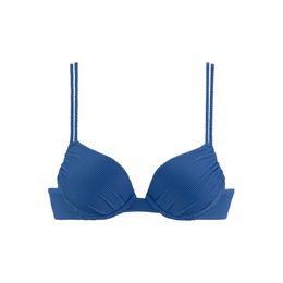 Sunseeker Damen Push-Up-Bikini-Top "Fancy", blau, Gr. 40, Strukturmuster, Obermaterial: 92% Polyamid, 8% Elasthan. Wattierung: 100% Polyester,