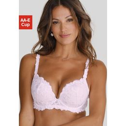 Lascana Damen Push-up-BH "Wanda", Gr. 90, wei&szlig;, Spitze, Obermaterial: 77% Polyamid, 13% Polyester, 10% Elasthan, BHs, mit B&uuml;gel, mit sch&ouml;ner