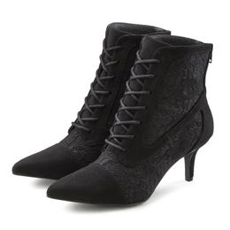 Lascana Damen Schn&uuml;rstiefelette "Sommerstiefelette", Gr. 42, schwarz, Obermaterial: 100% Textilmaterial. Decksohle: 100% Lederimitat. Futter: 100%