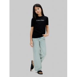 M&auml;dchen T-Shirt "LOGO T-SHIRT", schwarz, Gr. 12, Calvin Klein Jeans, unifarben, Single Jersey, Obermaterial: 100% Baumwolle, Shirts, Regular fit, mit