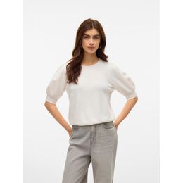 V&eacute;ro Moda VERO MODA Damen Rundhalspullover "VMDOFFY 2/4 O-NECK PULLOVER GA NOOS", wei&szlig;, Gr. XL, meliert, Strick, Obermaterial: 94% Polyester, 3% Elasthan, 3%