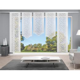 Schiebegardine Home Wohnideen, B:57cm H:225cm, wei&szlig;, Polyester, Wohnzimmer, Gardinen, "JENNA", Schiebevorhang Jacquard Set