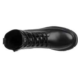Tamaris Damen Winterboots, Gr. 38, schwarz, Leder, Lederimitat, Basic, Schuhe, Blockabsatz, Schn&uuml;rboots, Winterstiefelette, T-Logo an der Zunge