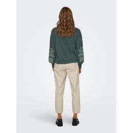 Only Damen Sweatshirt "ONLBROOKE L/S O-NECK FLOWER SWT", gr&uuml;n, Gr. XS, Sweatware, Obermaterial: 60% Baumwolle, 40% Polyester, Sweatshirts,