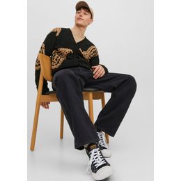 Jack & Jones JACK & JONES Herren Relax-fit-Jeans "JJIALEX mit cleanem Look und Taschenvielfalt", schwarz, Gr. 33, Abriebeffekte, Denim/Jeans, Obermaterial: 100%