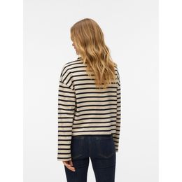 V&eacute;ro Moda VERO MODA Damen Langarmshirt "VMURENA LS OVERSIZED FUNNEL NECK TOP JRS"birch stripes:schwarz, Gr. XS, gestreift, Jersey, Obermaterial: 100%
