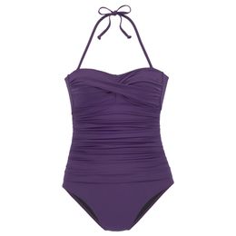 Lascana Damen Badeanzug, lila, Gr. 42, unifarben, Microfaser, Polyamid, Badeanz&uuml;ge, in Bandeau-Optik