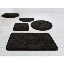 Badematte Grund, H:27mm, grau, Kunstfaser, Badematten, "Melos, Badvorleger, Badezimmer Teppich, sehr weich", melierte Optik, sehr weicher Flor,