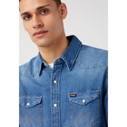 Wrangler Herren Jeanshemd "27 MW", blau, Gr. S, Denim/Jeans, Obermaterial: 100% Baumwolle, Hemden