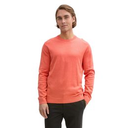Tom Tailor Herren Rundhalspullover, orange, Gr. XXL, meliert, Strick, Obermaterial: 100% Baumwolle, Pullover, mit Logostickerei