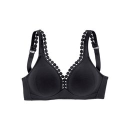 Damen Soft-BH, PETITE FLEUR BY LASCANA, Gr. 80schwarz, Trikot, Obermaterial: 80% Baumwolle, 15% Viskose, 5% Elasthan, BHs, ohne B&uuml;gel,