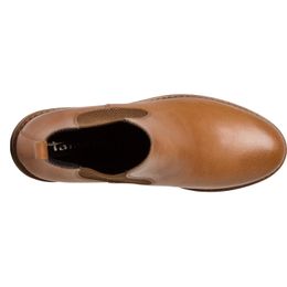 Tamaris Damen Chelseaboots, Gr. 36, braun, Kalbsleder, schimmernd, unifarben, Schuhe, Businessschuh, Chelsea Boot im klassischen Look, schmale Form