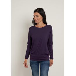 Seidel Moden Damen Langarmshirt, lila, Gr. 34, unifarben, Jersey, Obermaterial: 95% Viskose, 5% Elasthan, Shirts, mit breitem, elastischen Bund -