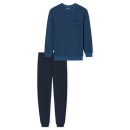 Schiesser Herren Schlafanzug "Comfort Essentials", Gr. 48atlantikblau, Single Jersey, Obermaterial: 100% Baumwolle, Homewear-Sets, mit angenehmen