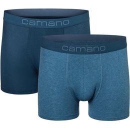 Camano Herren Boxershorts "comfort", Gr. L, blau, Obermaterial: 95% Baumwolle, 5% Elasthan, unifarben, Unterhosen, mit elastischem Logobund